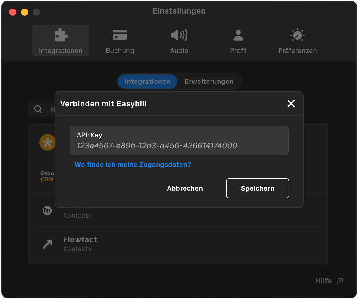 easybill Integration – sipgate Hilfecenter