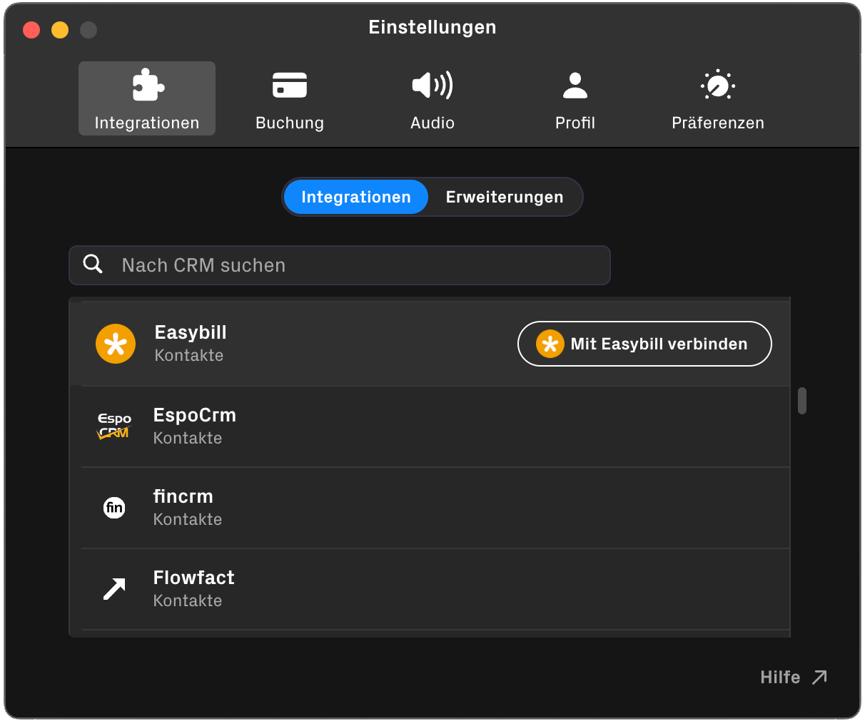 easybill Integration – sipgate Hilfecenter