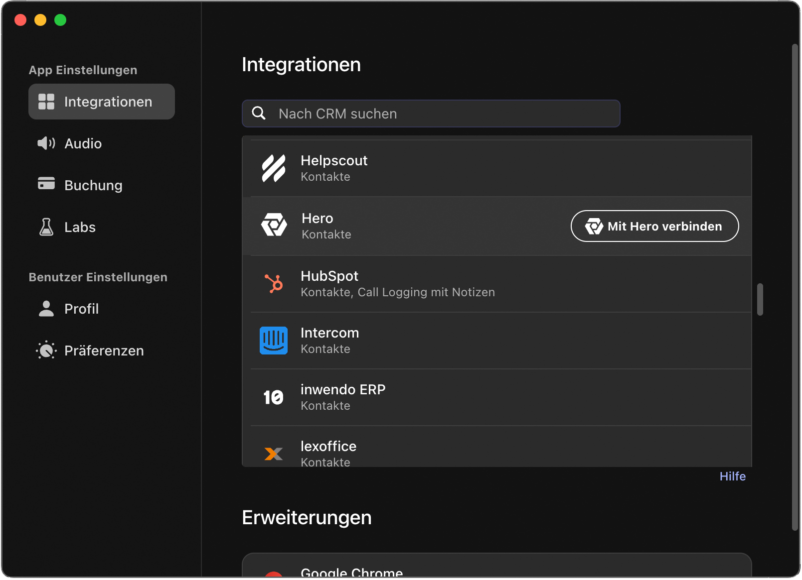 Hero Integration – sipgate Hilfecenter